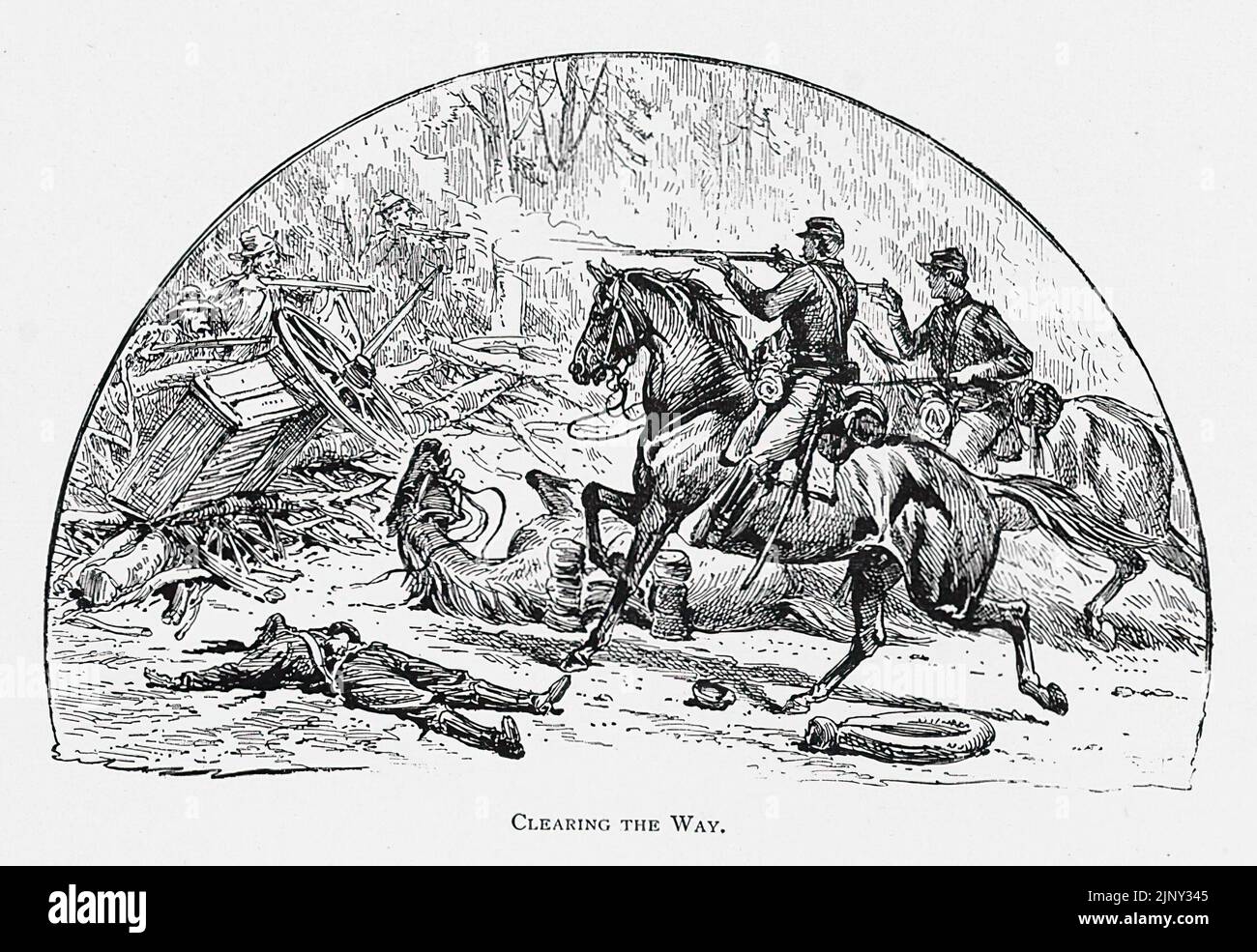 Clearing the Way. A Union Army advance guard. 19th century American ...