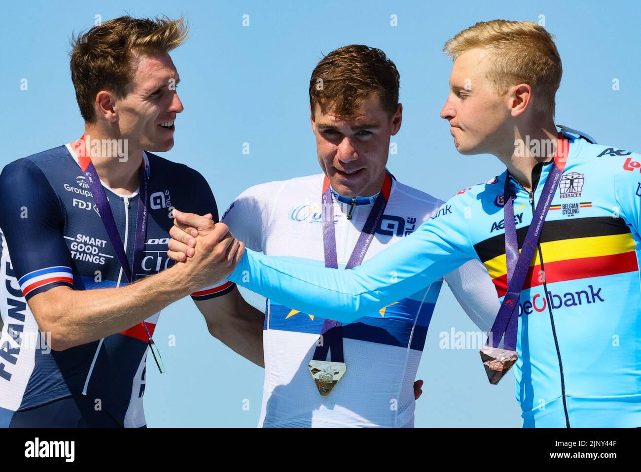 French Arnaud Demare of Groupama-FDJ, Dutch Fabio Jakobsen and Belgian ...