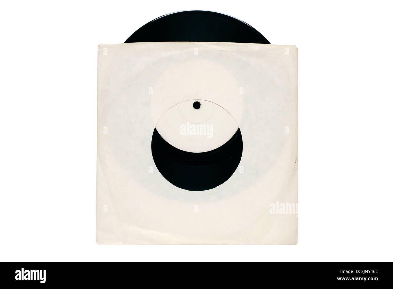 Old vinyl single record disc in plain white sleeve cut out isolated on ...