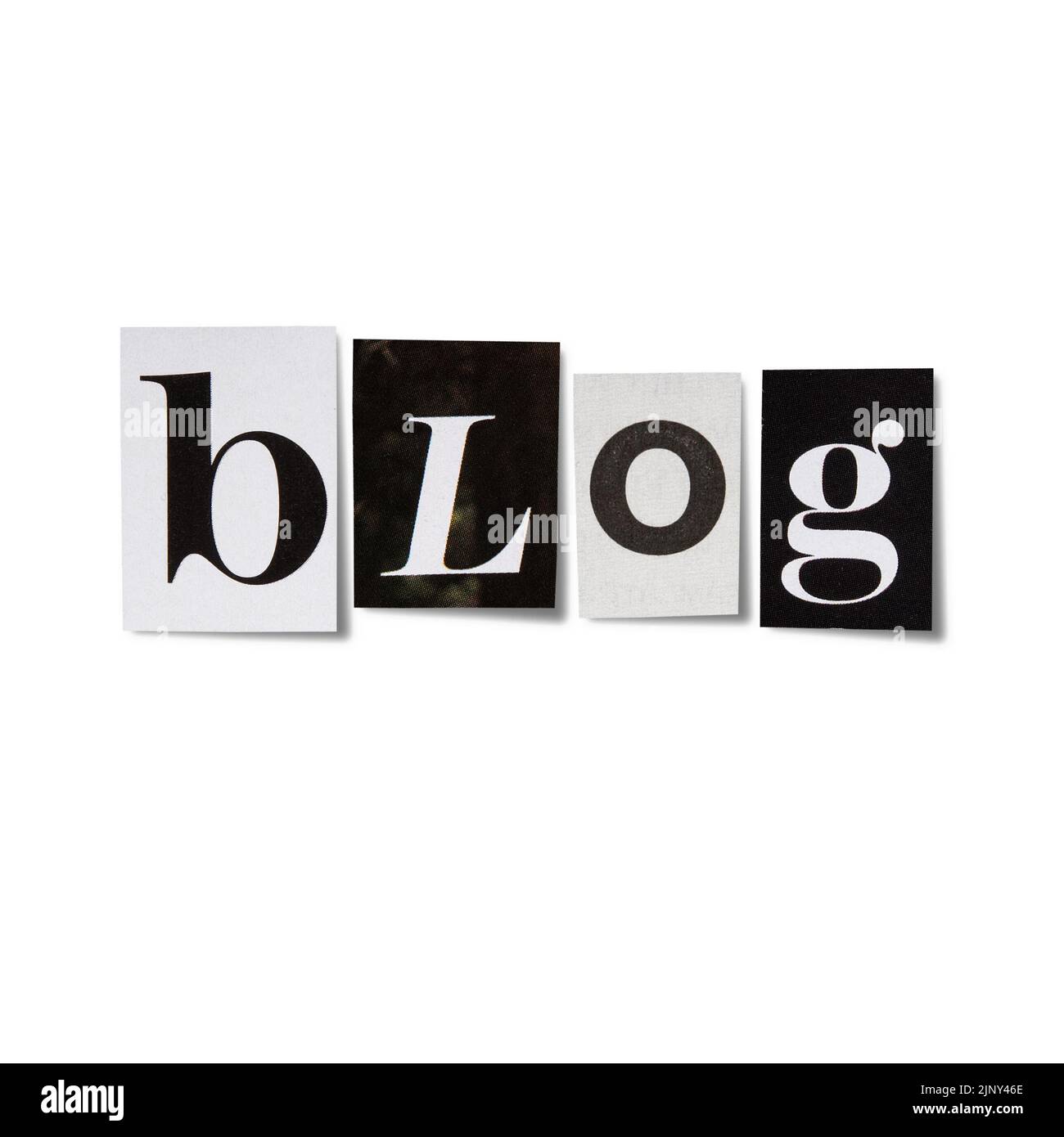 The word blog made from cutout letters isolated on white with path ...