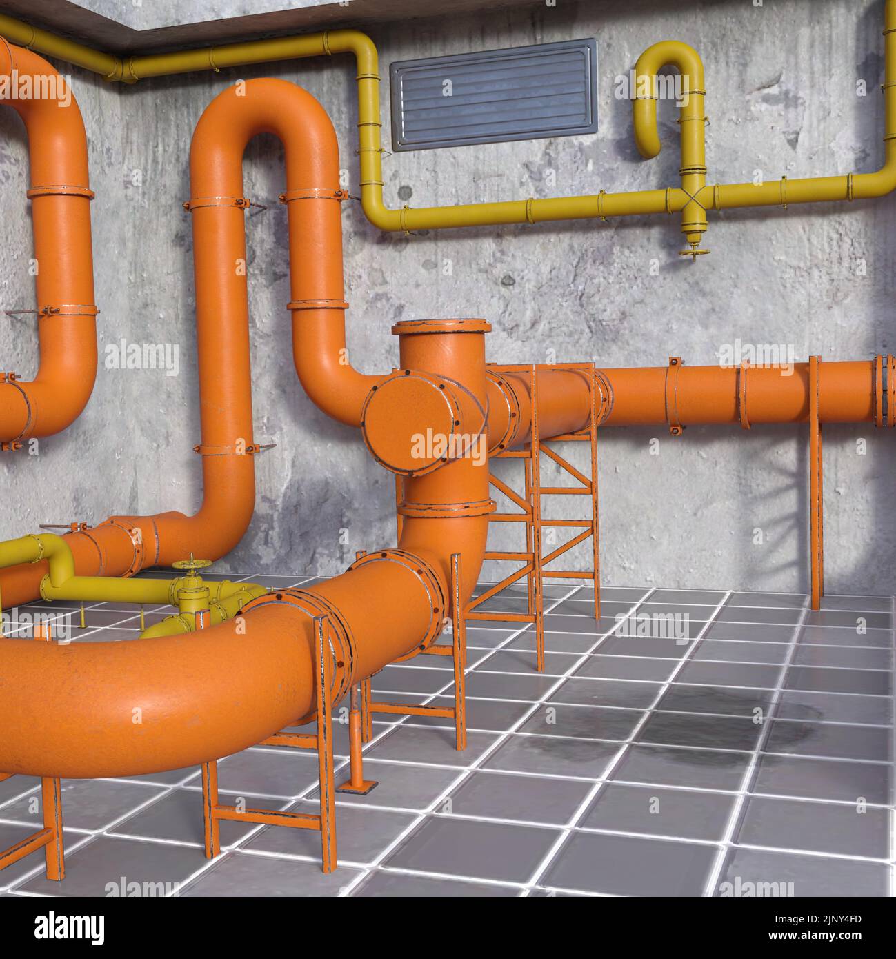 3D-illustration of a industrial pipe construction set Stock Photo - Alamy