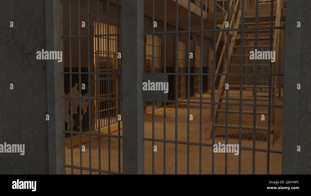 3D-Illustration of an empty prison cell, no prisoner Stock Photo - Alamy