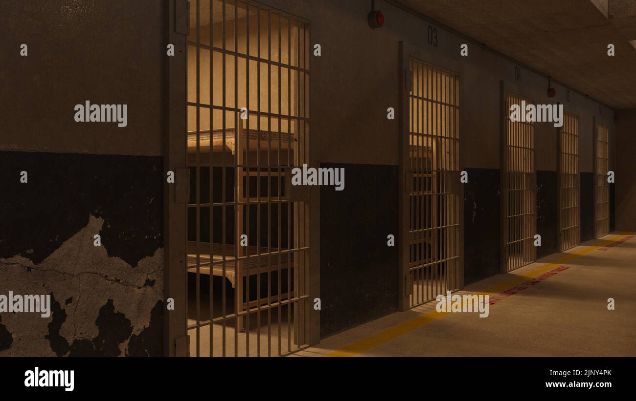3D-Illustration of an empty prison cell, no prisoner Stock Photo - Alamy