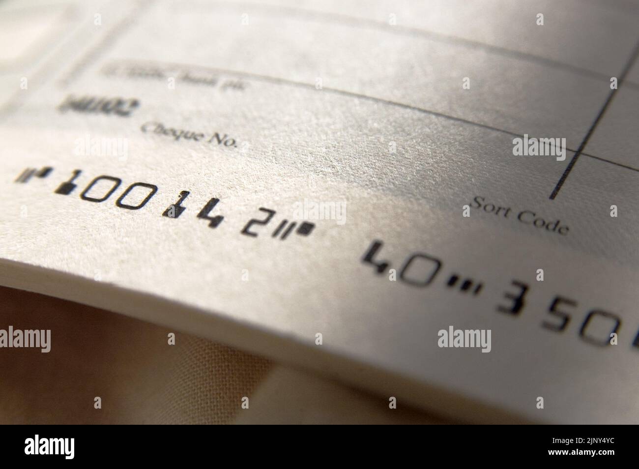 Closeup of a personal cheque book page Stock Photo - Alamy