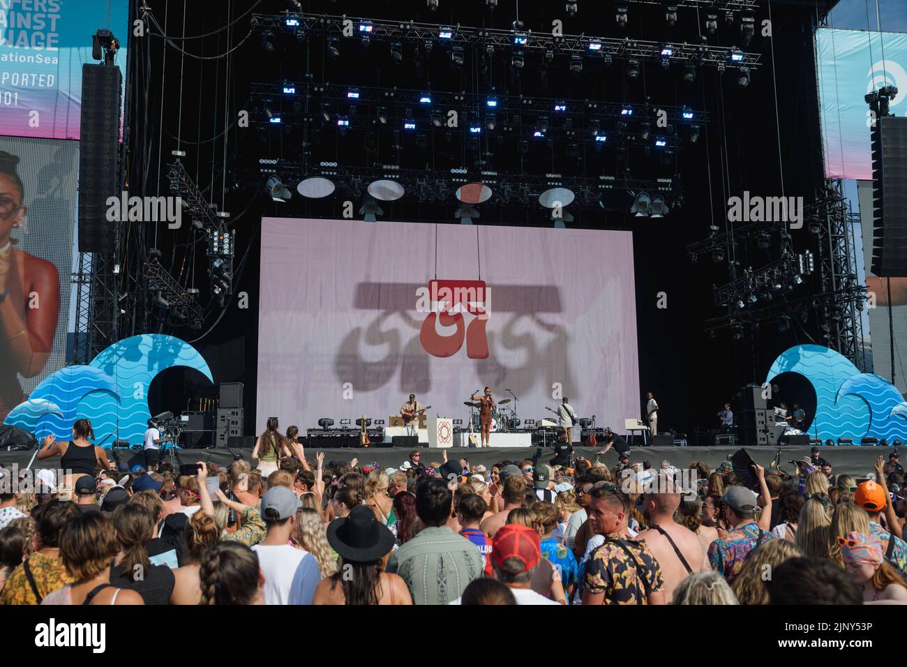 Newquay, Cornwall, UK. 14th August, 2022. Joy Crookes performing on ...
