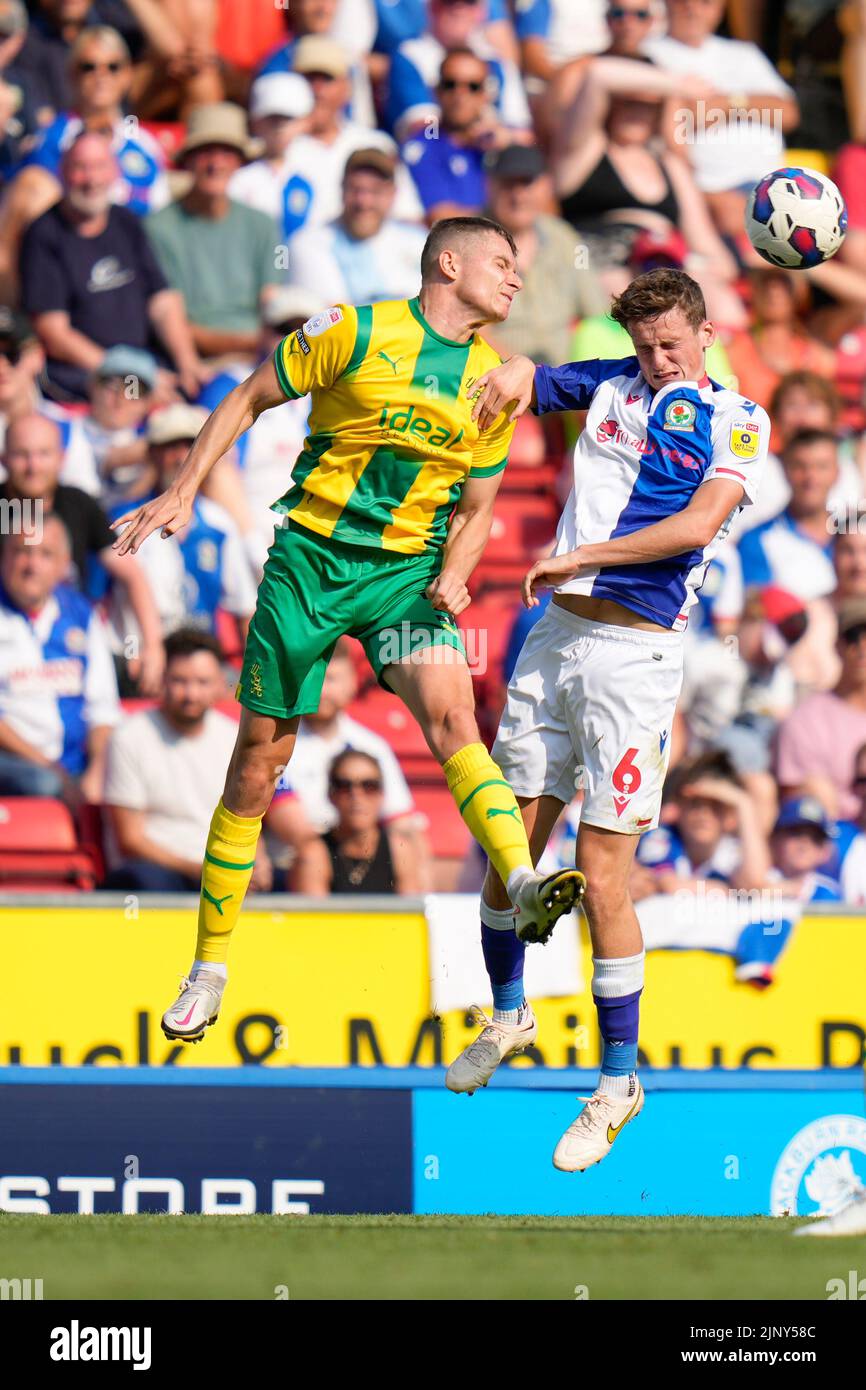 Jayson Molumby #14 of West Bromwich Albion competes for a header with ...