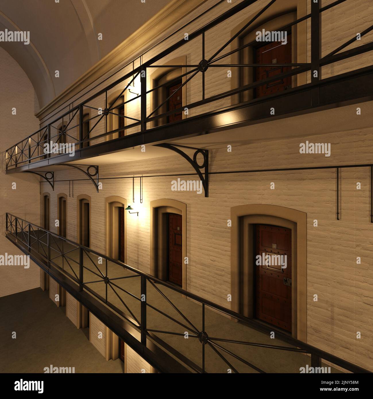 3D-Illustration of an empty prison with no prisoner Stock Photo - Alamy