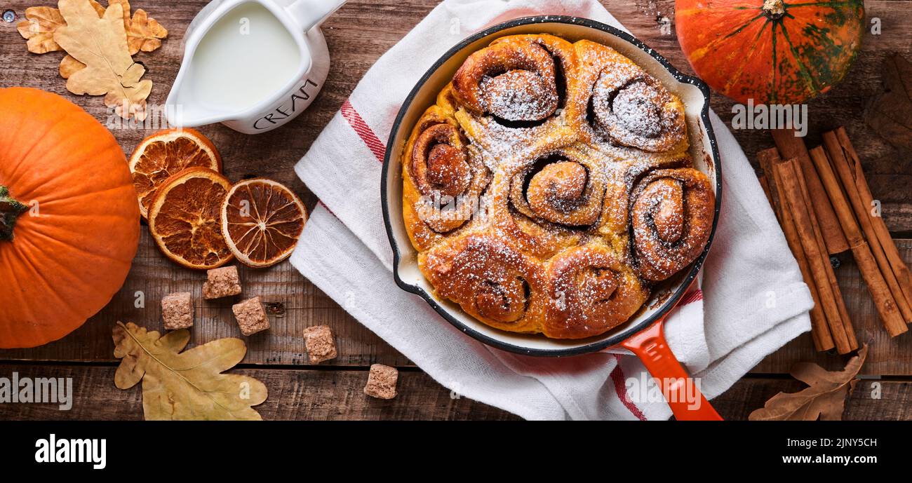 Cinnabon cinnamon rolls buns with pumpkin, nut, caramel and sugar cream ...