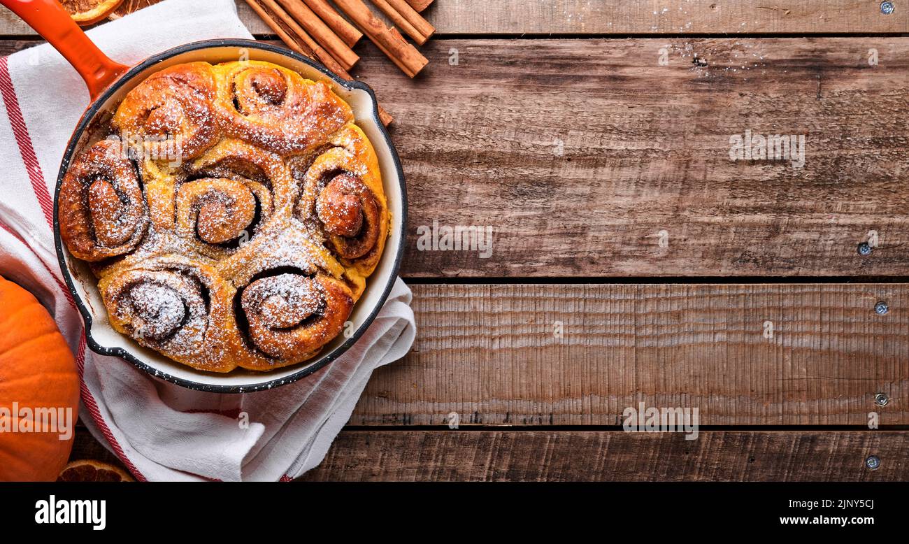 Cinnabon cinnamon rolls buns with pumpkin, nut, caramel and sugar cream ...