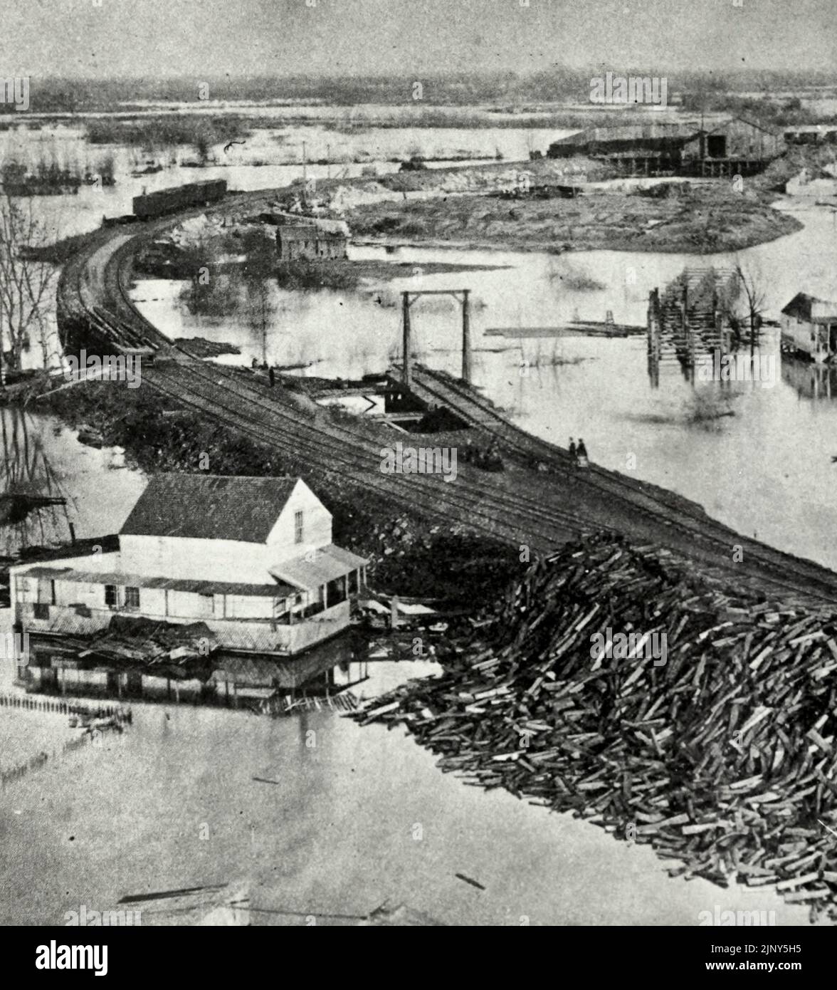 Sacramento City, Central Railroad Works at China Slough during the ...