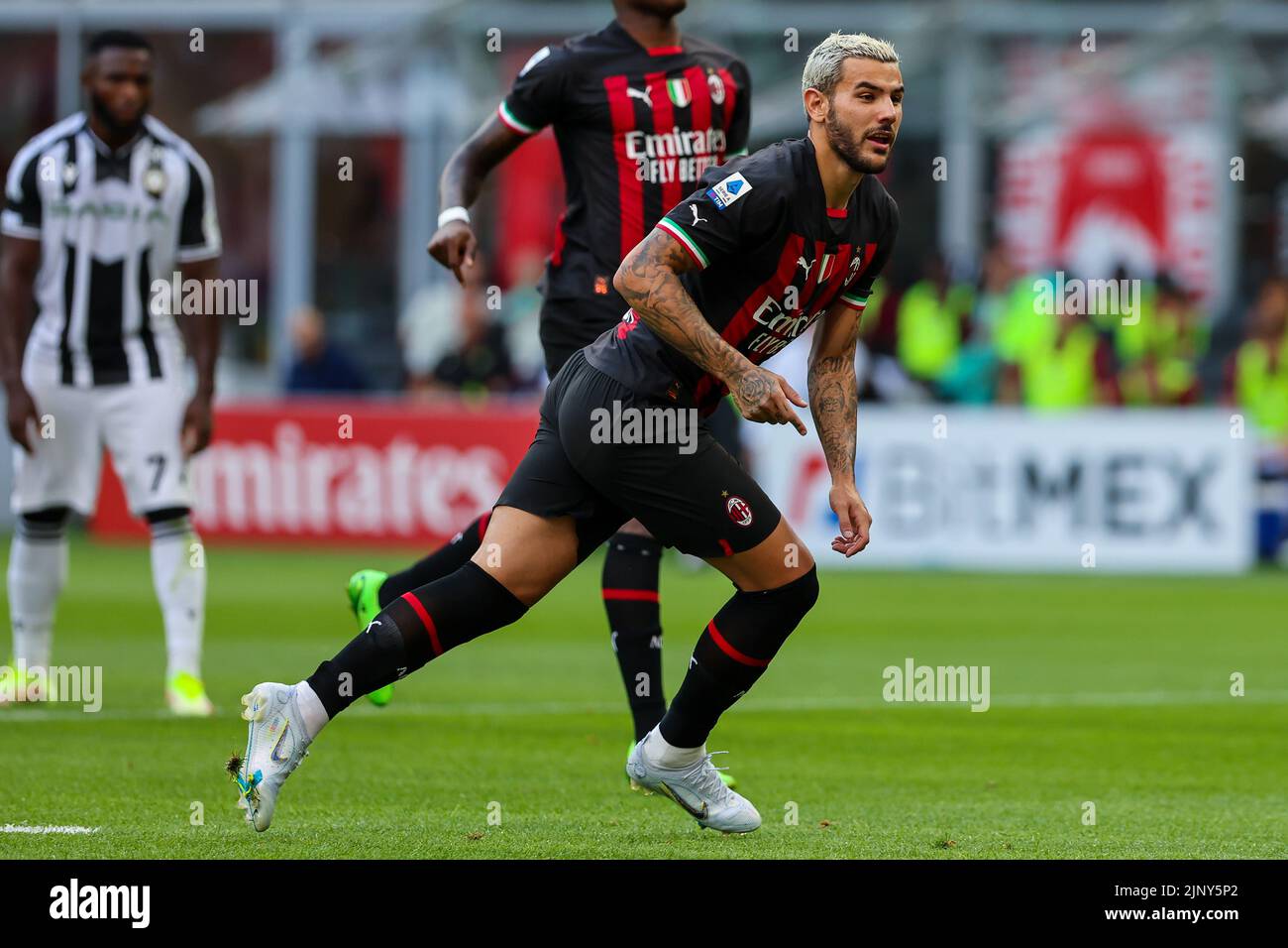 Theo Hernandez of AC Milan celebrates after scoring a goal during the ...