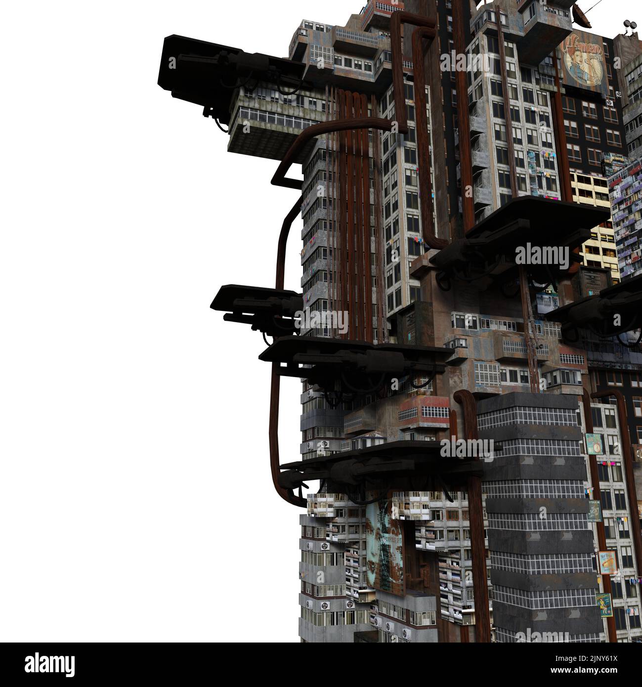 3D-illustration of a multiverse with skysrcapers in the clouds Stock ...