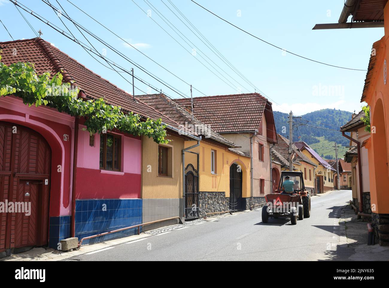 Traditional Saxon houses in the village of Rasinari, near Sibiu, in ...