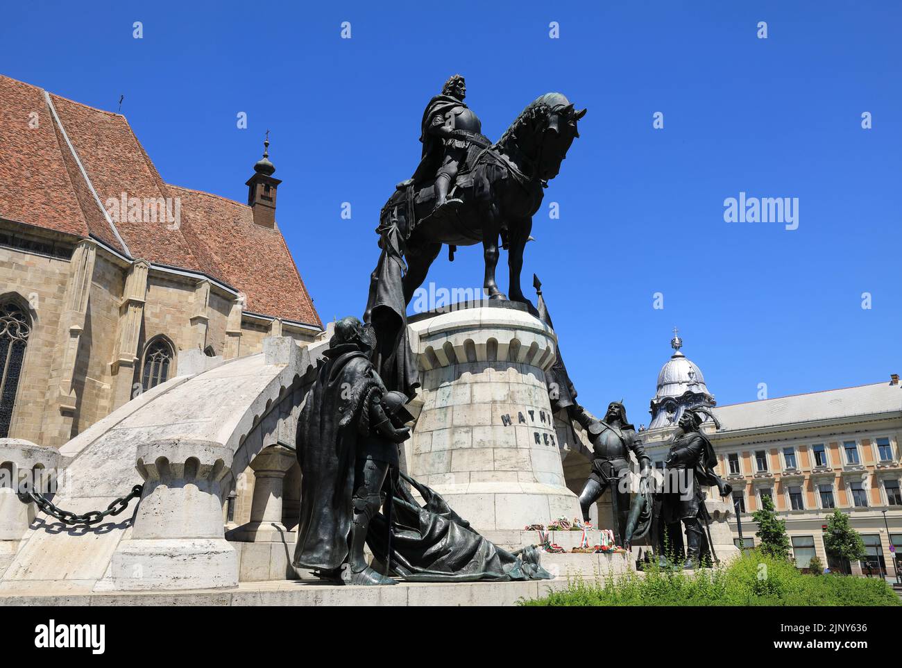 Monument of 15th century King Matthias Corvinus, outside St Michael's ...