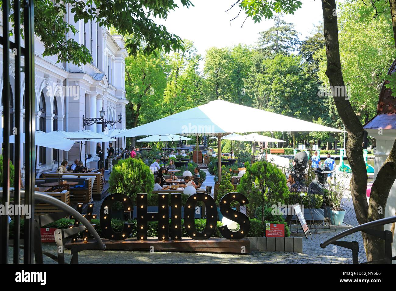 Chios restaurant on the boating lake in Central Park in Cluj-Napoca ...