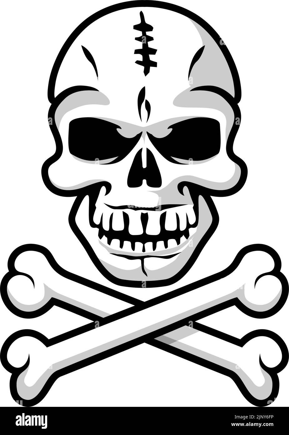 Scary human skull with crossbones, symbol of death and Halloween ...