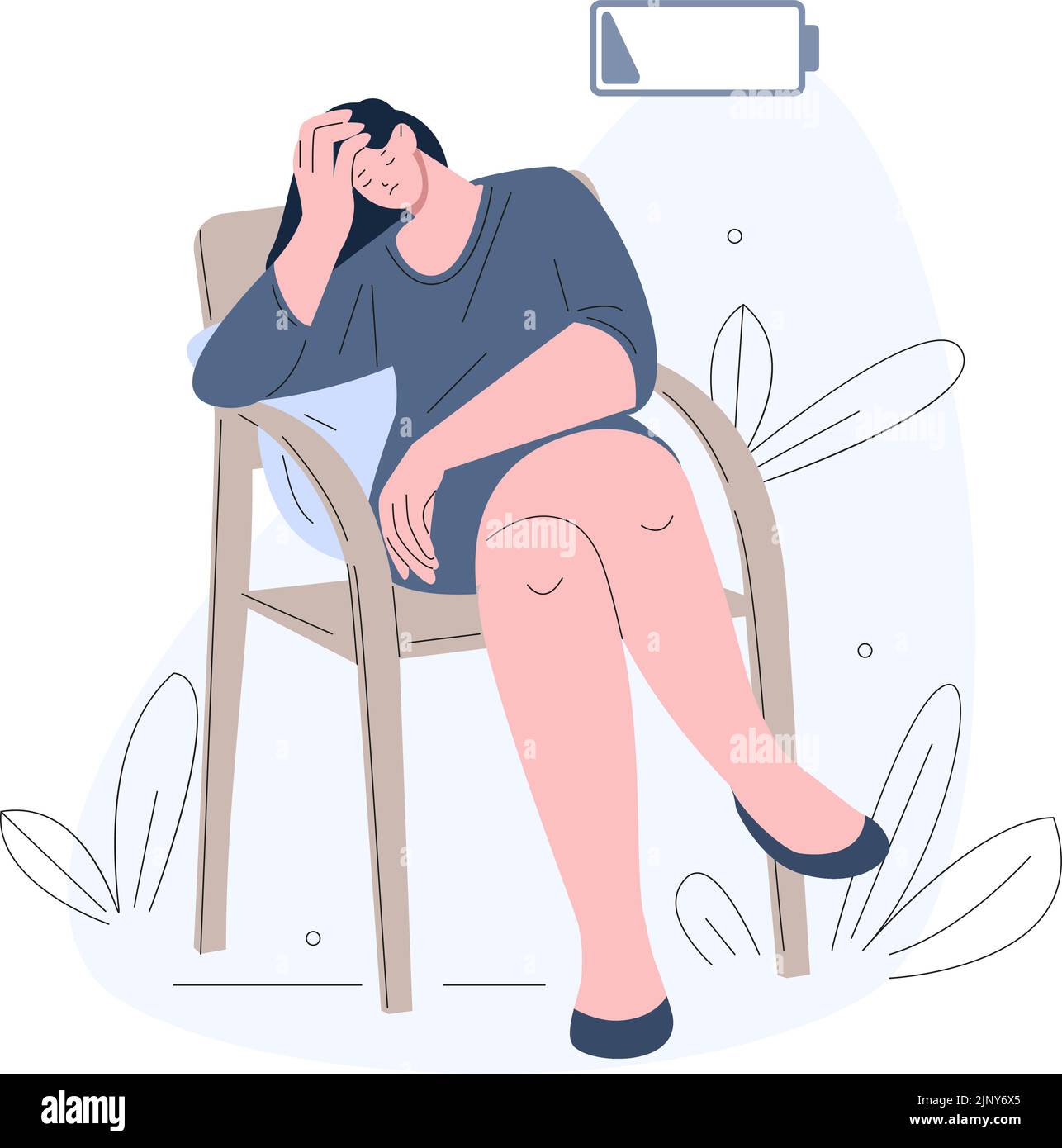 Woman suffering sitting on chair Stock Vector Images - Alamy