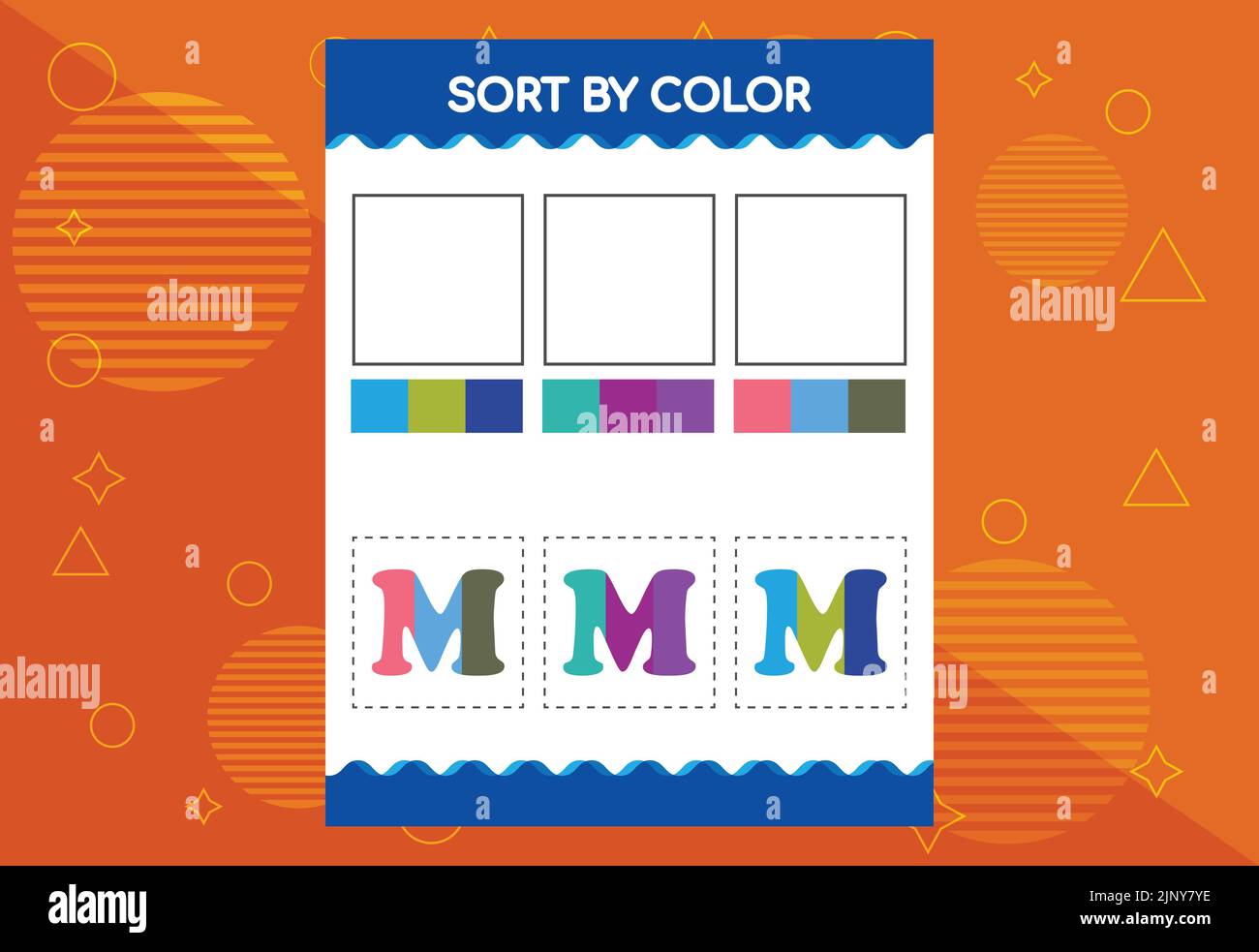 Alphabet M sorts by color for kids. Good for school and kindergarten ...