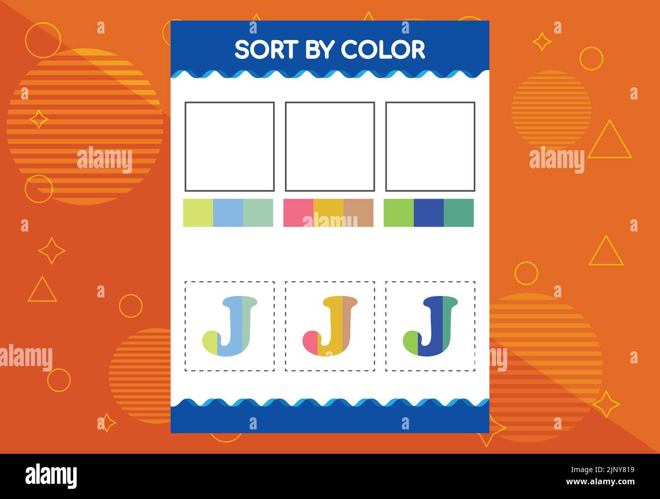 Alphabet J sorts by color for kids. Good for school and kindergarten ...