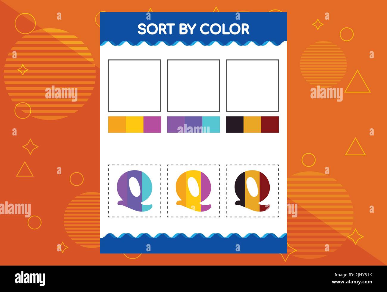 Alphabet Q sorts by color for kids. Good for school and kindergarten ...