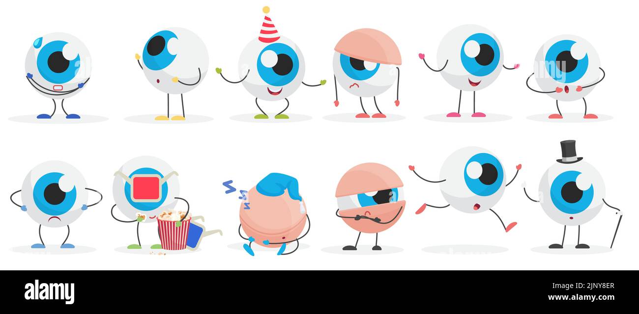 Funny eye ball characters set vector illustration. Cartoon eyeballs ...