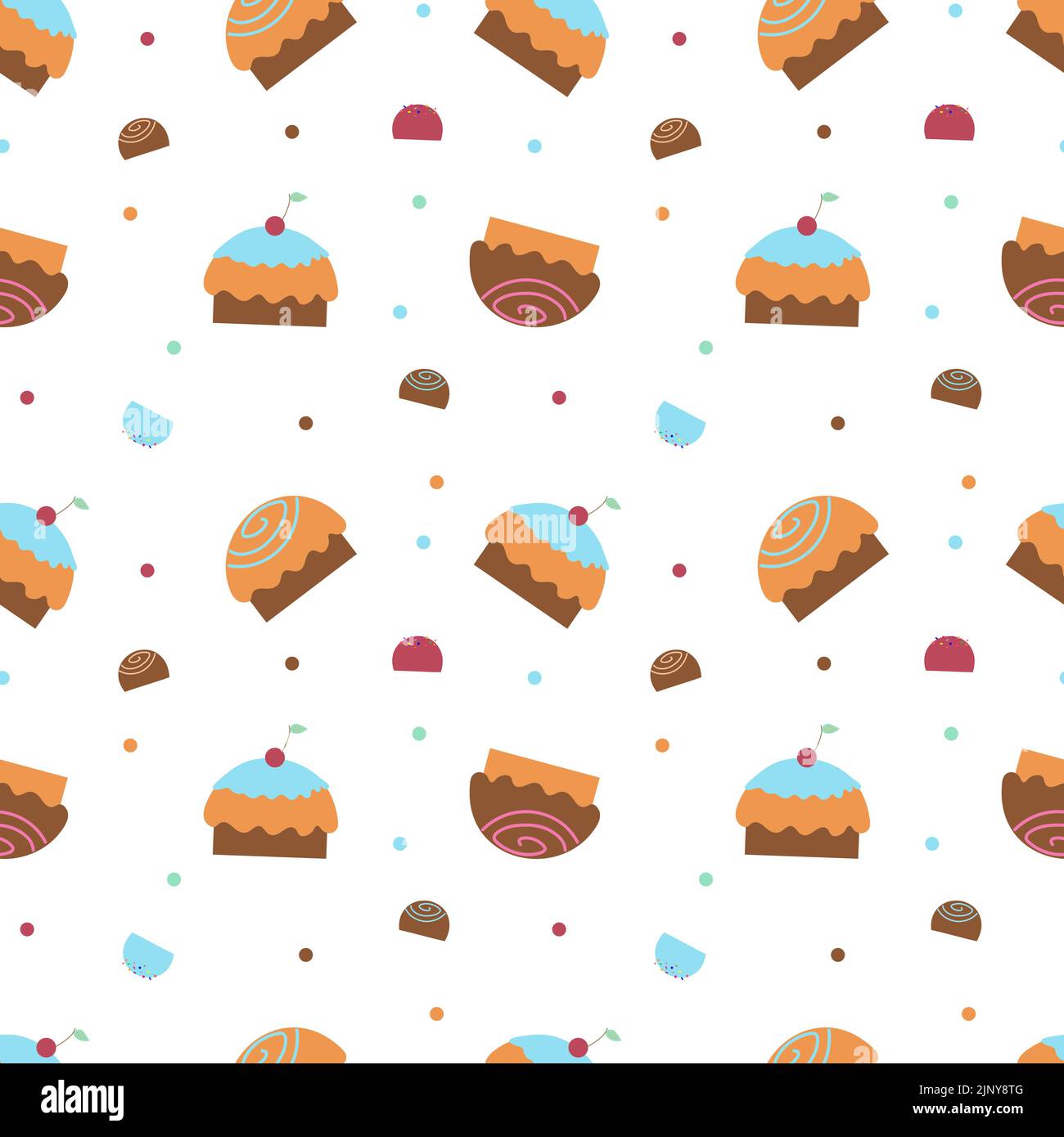 Seamless textile illustration with elements of sweets and sweet ...