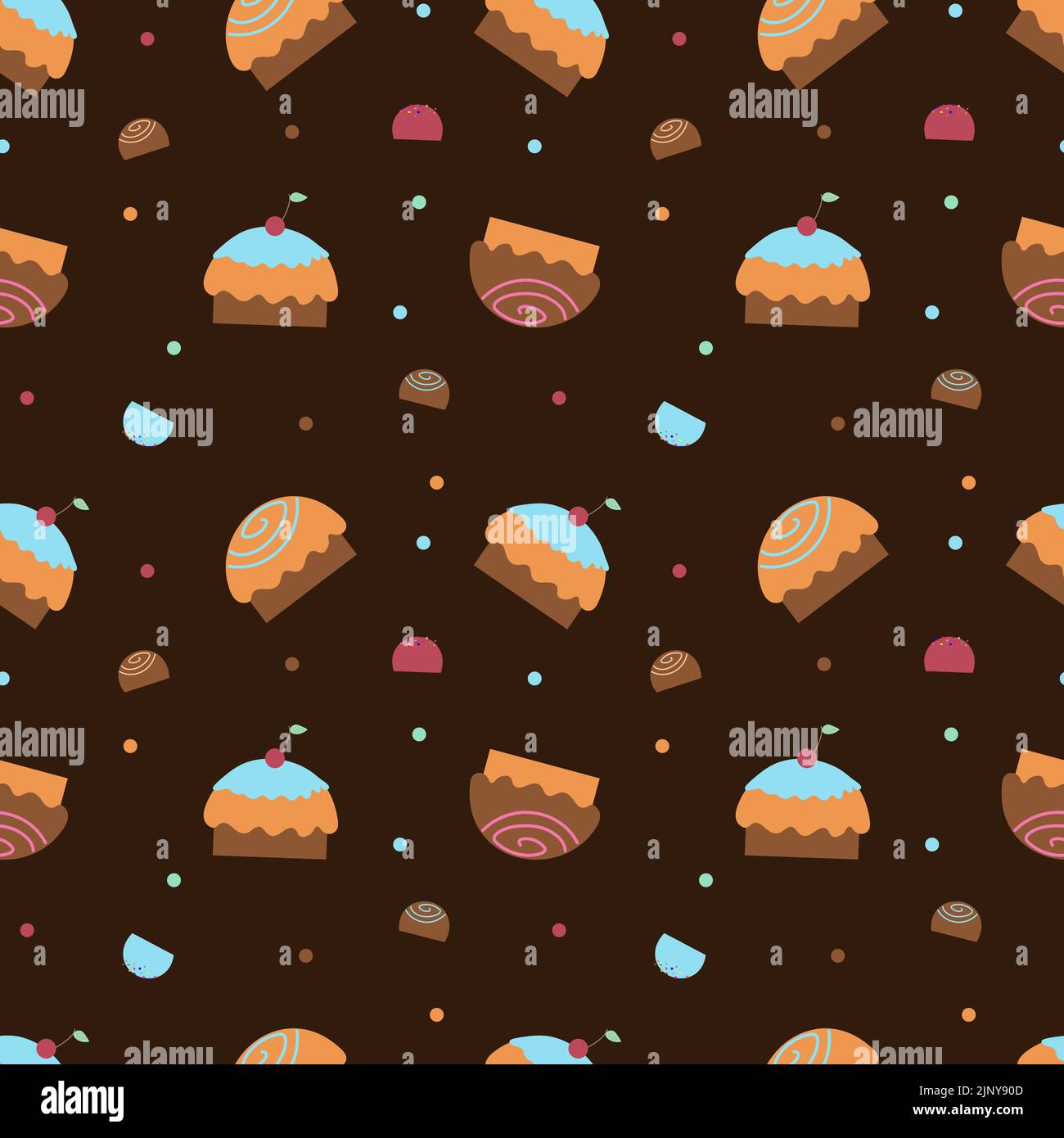 Seamless textile illustration with elements of sweets and sweet ...
