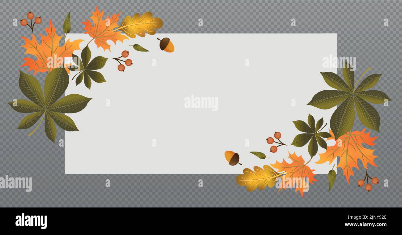 Autumn web template transparent background with a place for your text ...