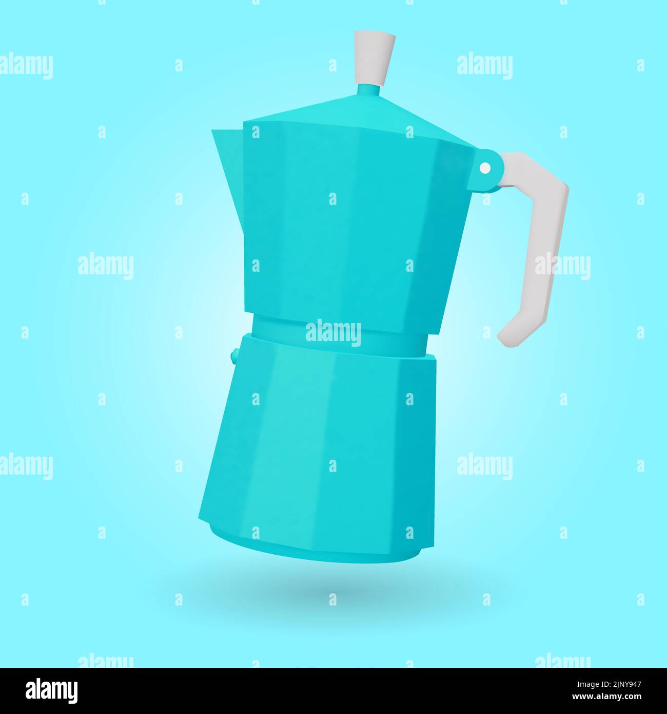 White coffee maker isolated on blue background. 3D render Vector ...