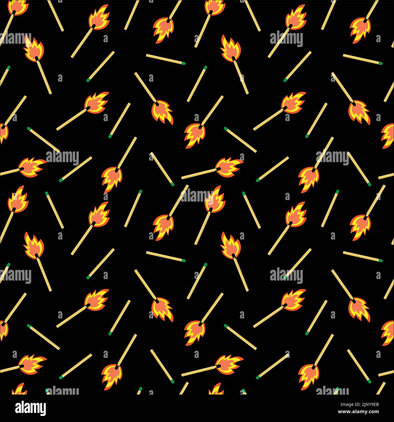 Seamless pattern from matches with flames on a black background Stock ...