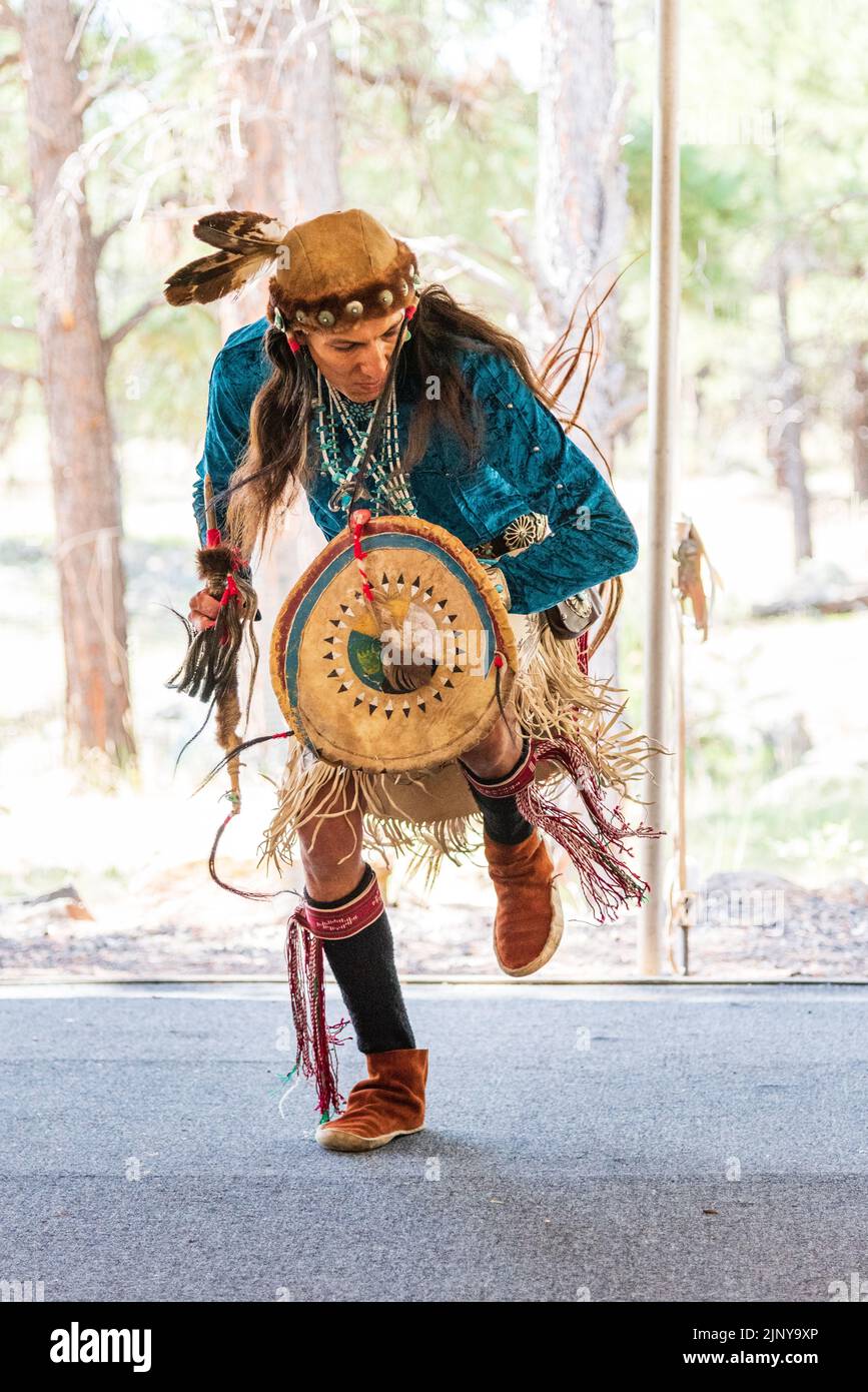 Clayson Benally dancing and chanting at the 70th Annual Navajo Festival ...