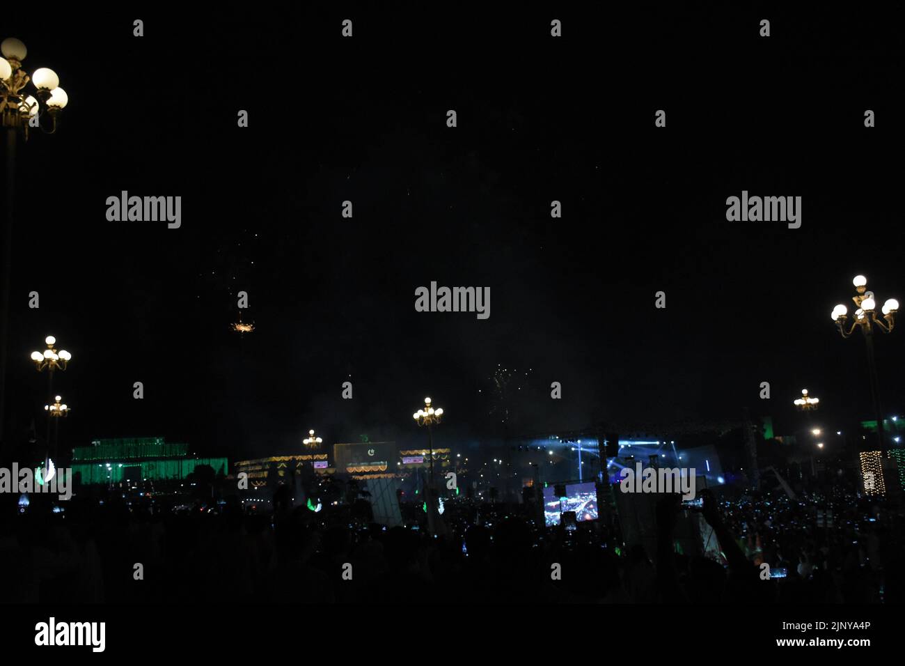Islamabad, Capital, Pakistan. 14th Aug, 2022. Light and firework shows ...