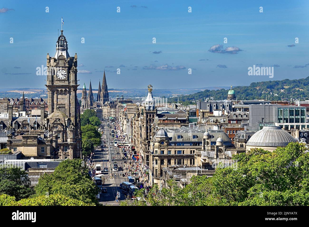 EDINBURGH CITY SCOTLAND PRINCES STREET BALMORAL CLOCK TOWER TRAFFIC AND ...
