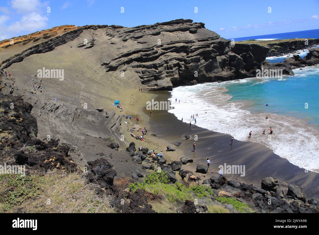 Green Sand Beach at Papakolea, Kau, Hawaii Island Stock Photo - Alamy