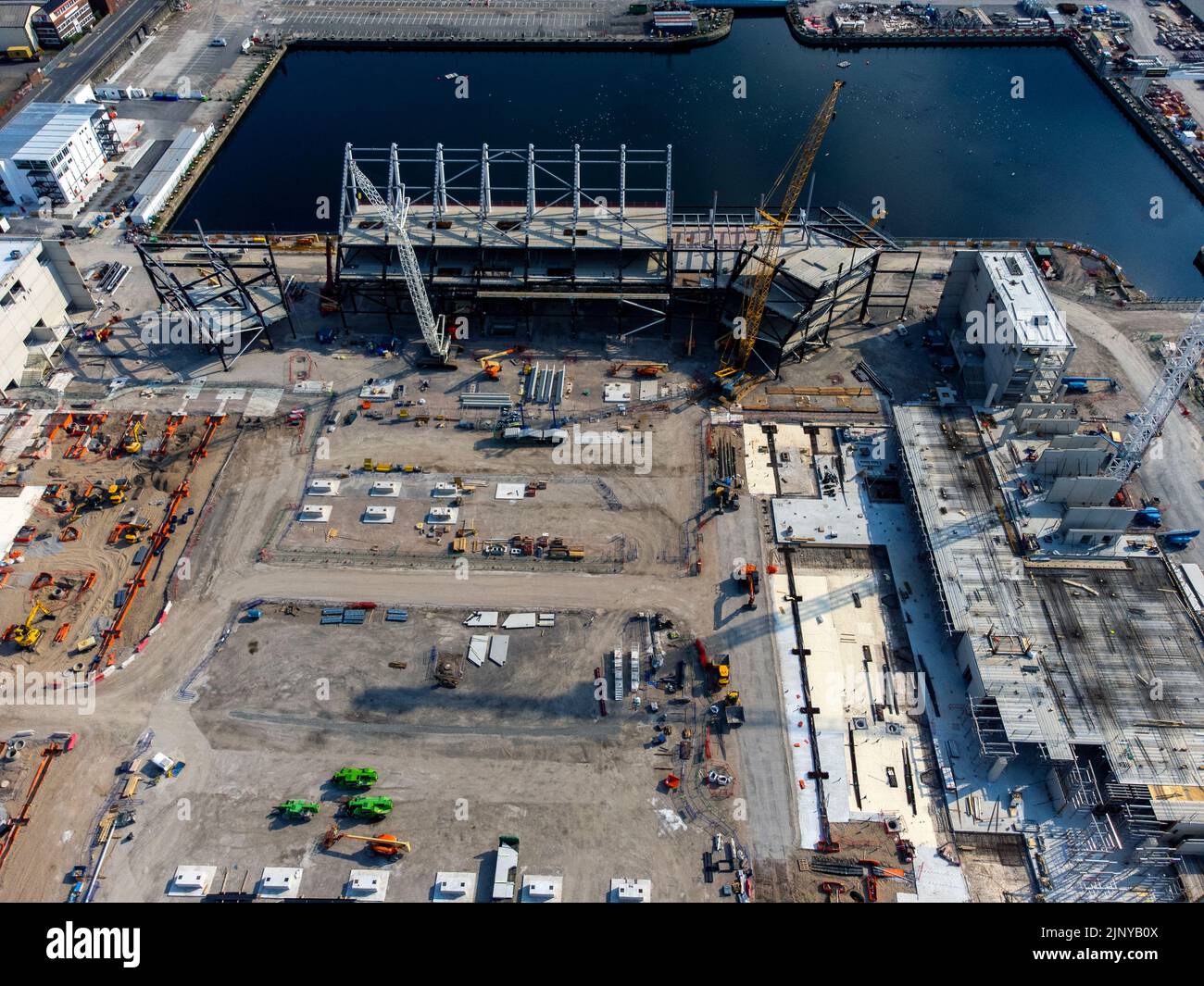 Construction continues on Everton's New Bramley-Moore Dock Stadium in ...