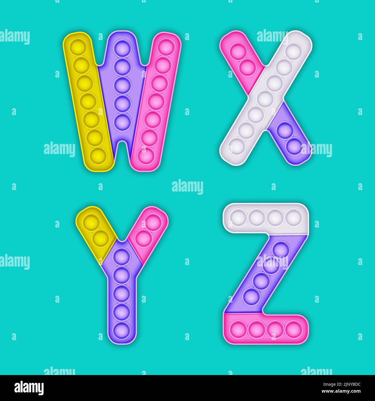 A set of realistic pop it toys in the form of an alphabet Stock Vector ...
