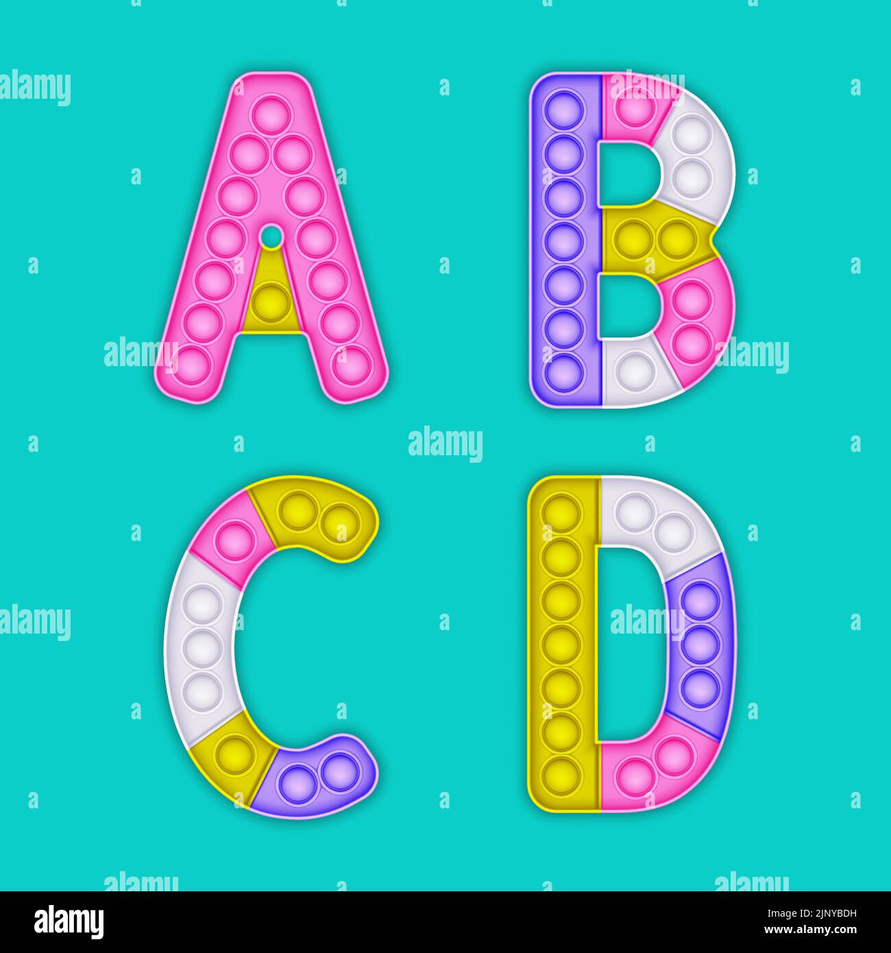 A set of realistic pop it toys in the form of an alphabet Stock Vector ...