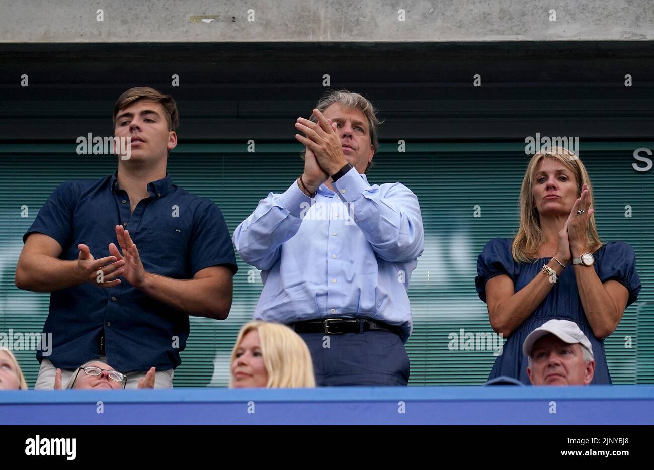 Owner of Chelsea Todd Boehly and wife Katie applaud at full time after ...