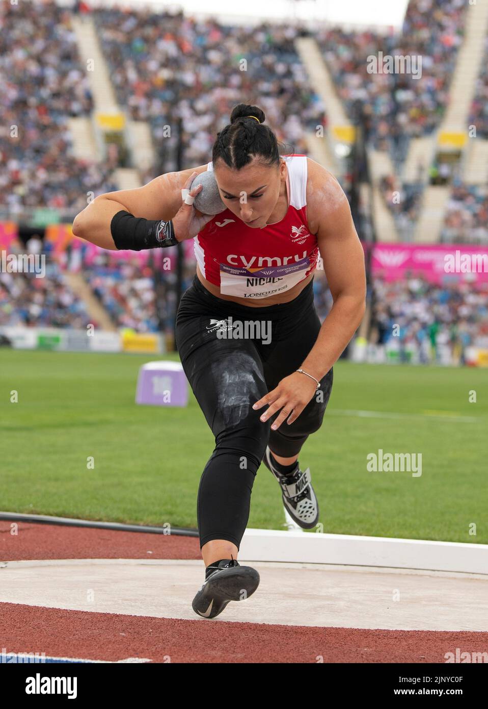 Adele Nicoll of Wales competing in the women’s shot put heats at the ...
