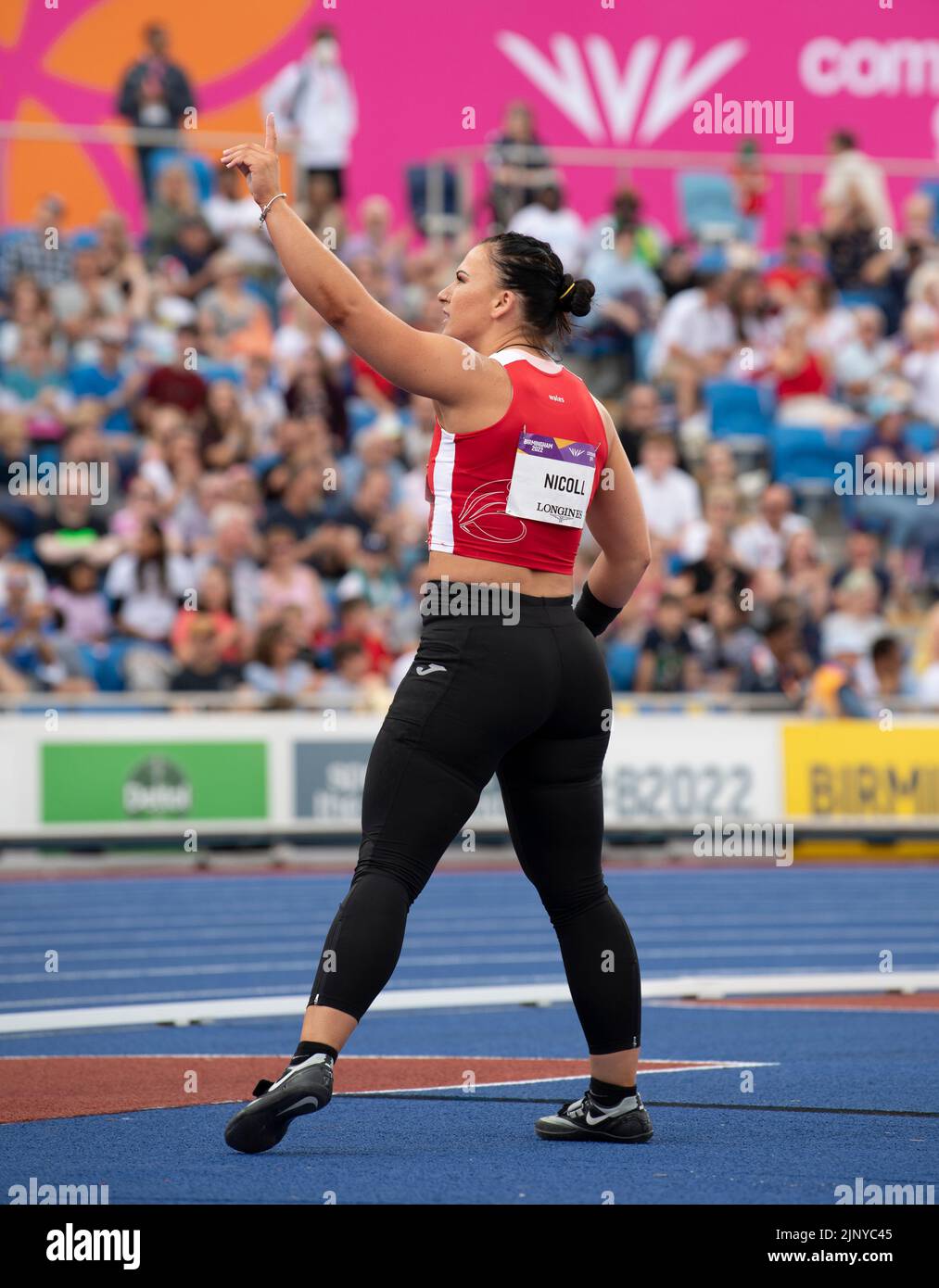 Adele Nicoll of Wales competing in the women’s shot put heats at the ...