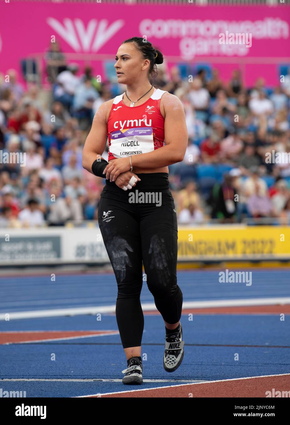 Adele Nicoll of Wales competing in the women’s shot put heats at the ...