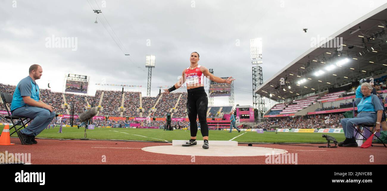 Adele Nicoll of Wales competing in the women’s shot put heats at the ...