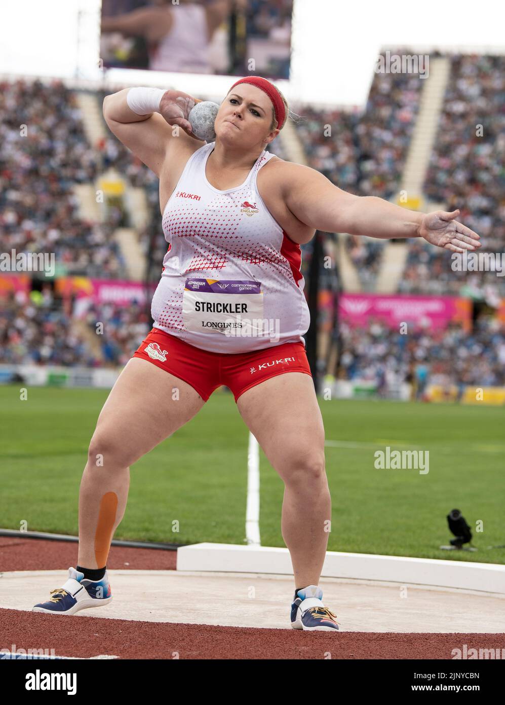 Amelia Strickler of England competing in the women’s shot put heats at ...