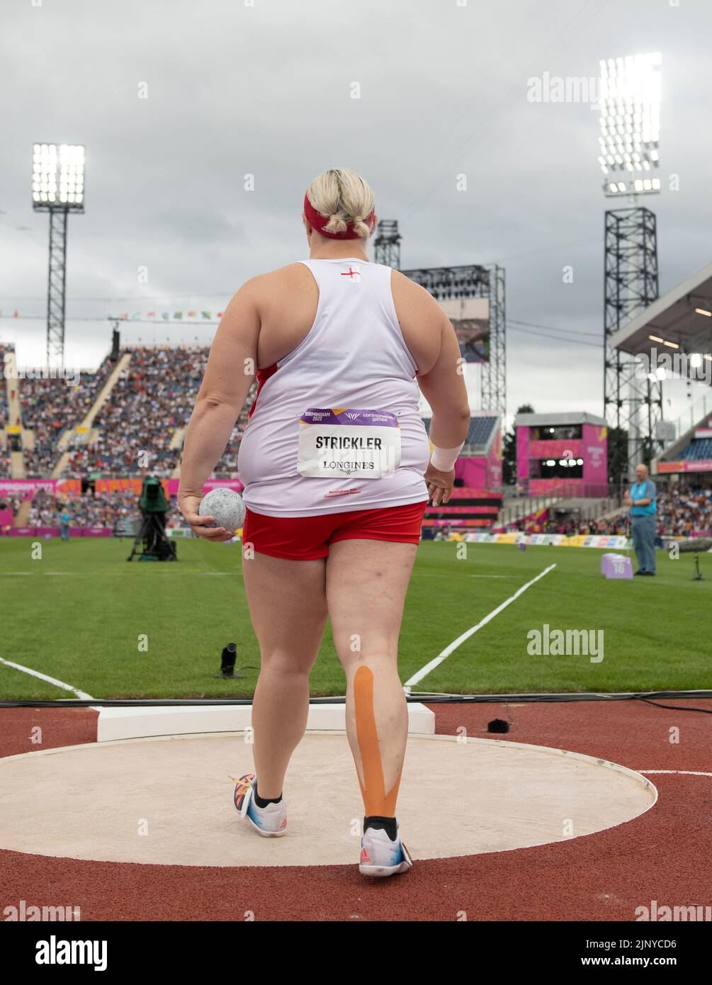Amelia Strickler of England competing in the women’s shot put heats at ...