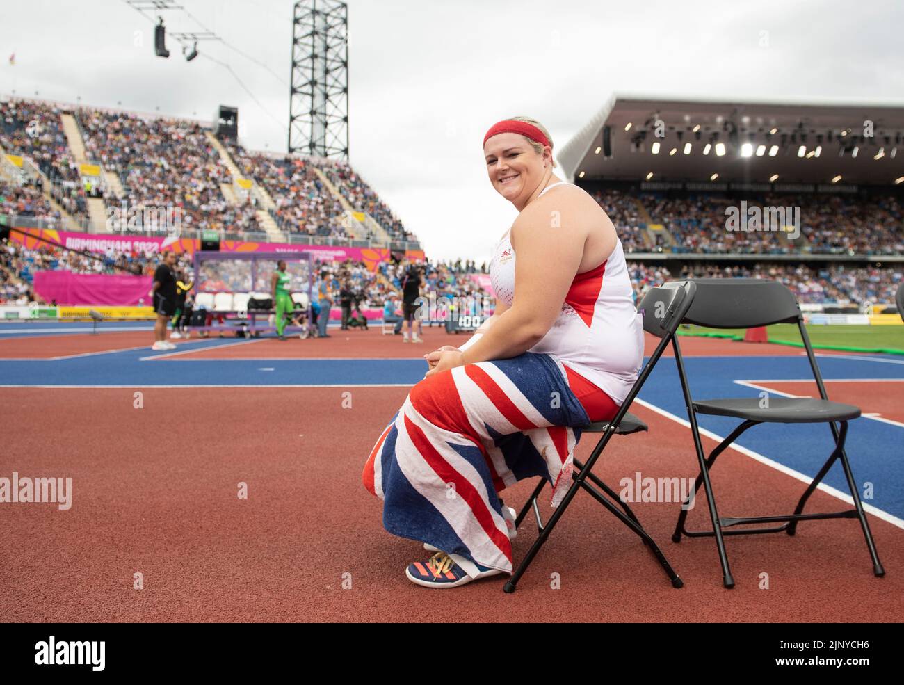 Amelia Strickler of England competing in the women’s shot put heats at ...