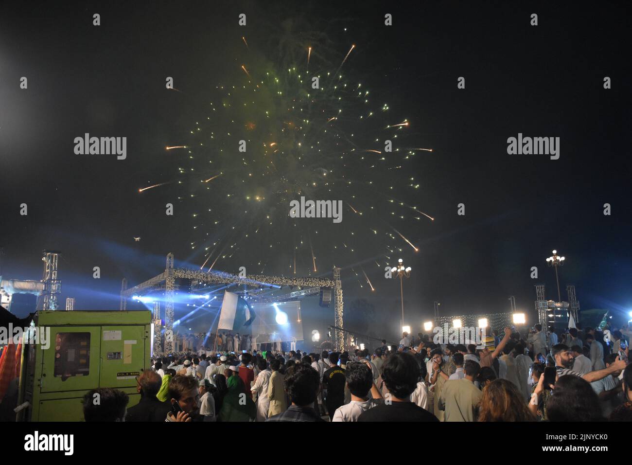 Islamabad, Capital, Pakistan. 14th Aug, 2022. Light and firework shows ...