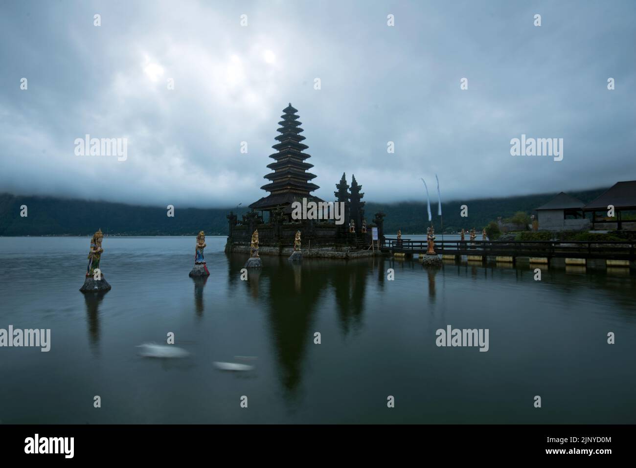 Balinese Hindu temple Pura Segara Ulun Danu Batur on lake Batur (Danau ...