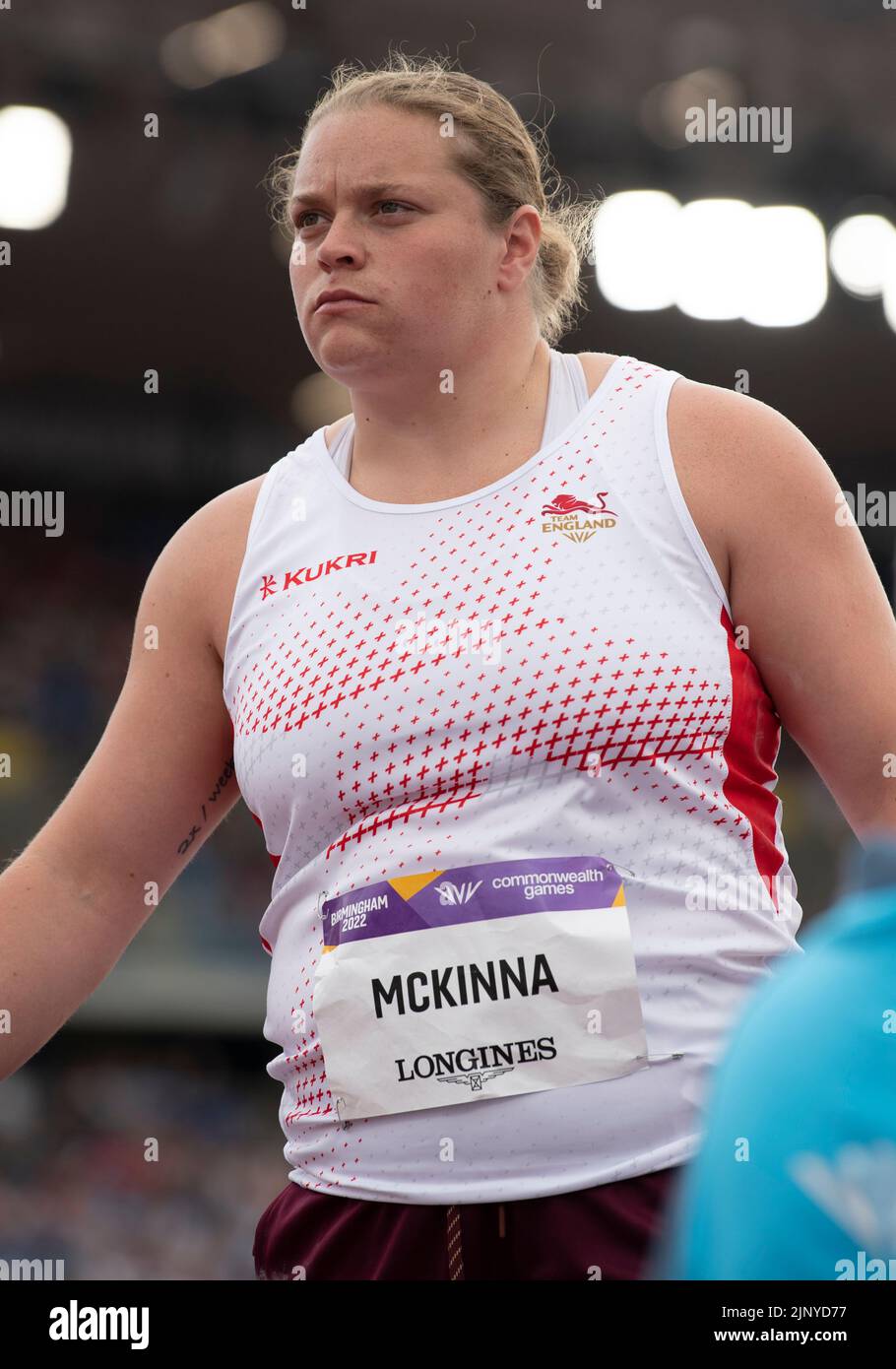 Sophie McKinna of England competing in the women’s shot put heats at ...