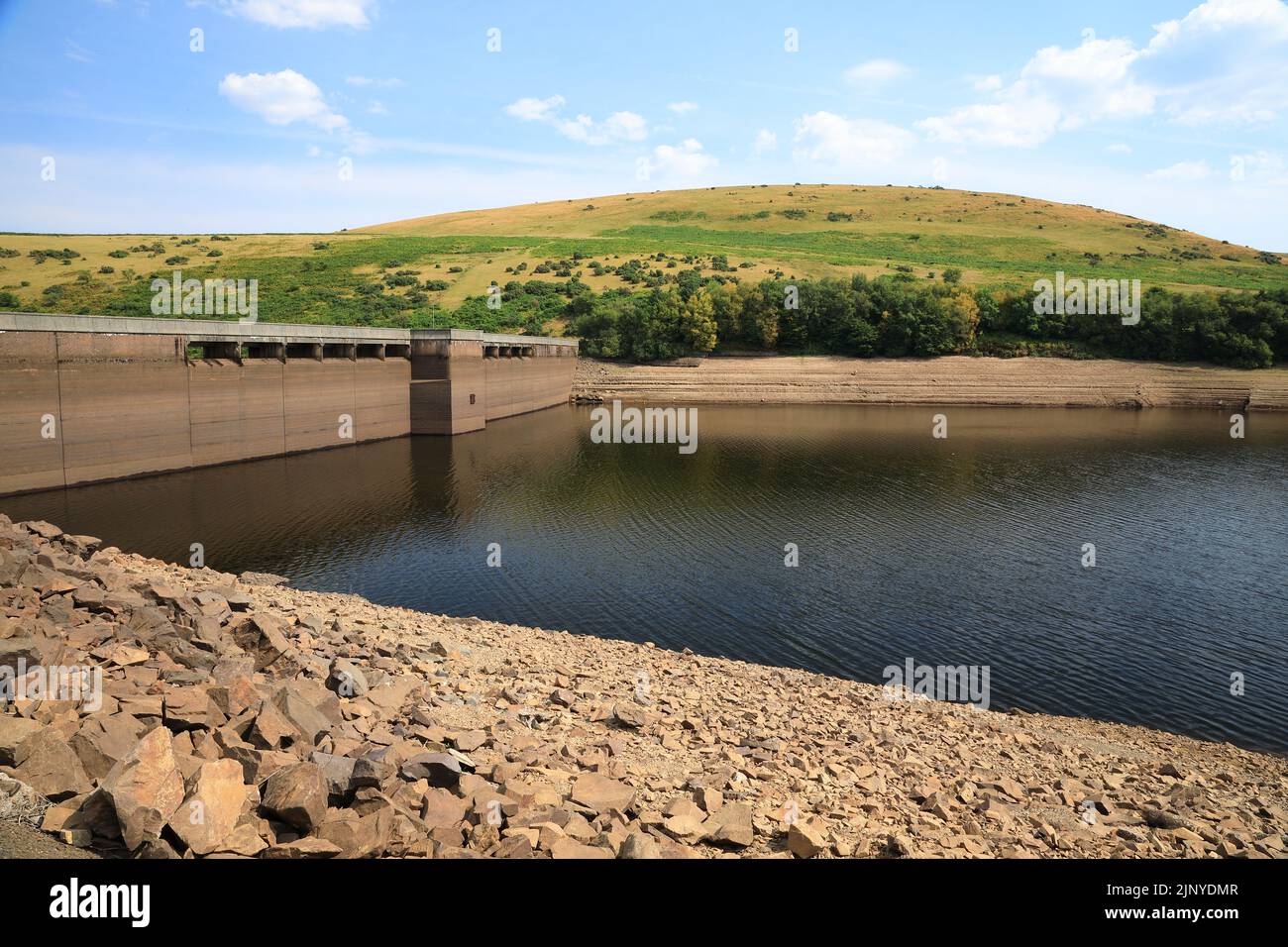 Meldon Reservoir at 49% full during 2022 drought, Near Okehampton ...