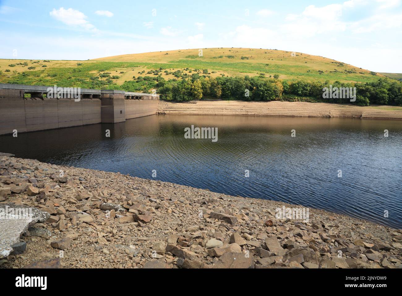 Meldon Reservoir at 49% full during 2022 drought, Near Okehampton ...